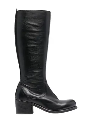 Moma Calf-length Leather Boots - Black