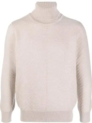 LARDINI Ribbed Roll-neck Jumper - Neutrals