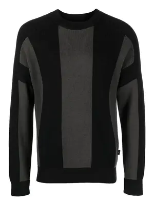 Emporio Armani Striped Chunky Knit Jumper - Black