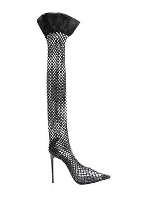 LE SILLA Gilda Fishnet Thigh-high Boots - Black