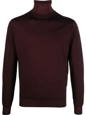 DELL'OGLIO Roll-neck Merino Wool Jumper - Red