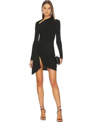 Enza Costa Lurex Jersey Slash Mini Dress - Black