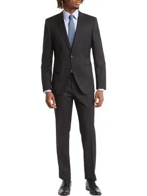 BOSS Huge Solid Wool Suit - Black