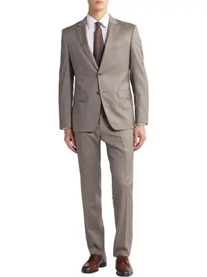 BOSS Huge Solid Wool Suit Lt Bge