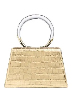 Alexis Bittar Croc Embossed Leather Top Handle Bag - Gold Croco