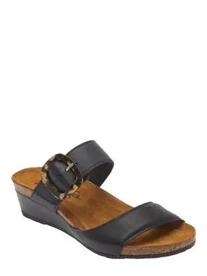 Naot Kingdom Wedge Slide Sandal - Jet Black Leather