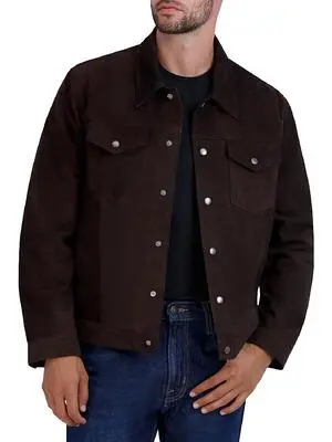 Cole Haan Suede Trucker Jacket - Dark Chocolate