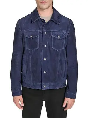 Cole Haan Suede Trucker Jacket - Navy