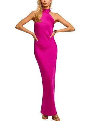 Ramy Brook Tatiana Halter Gown - Fiesta Pink