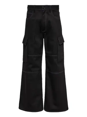 Marni Wide-leg Cotton Gabardine Cargo Pants - Black