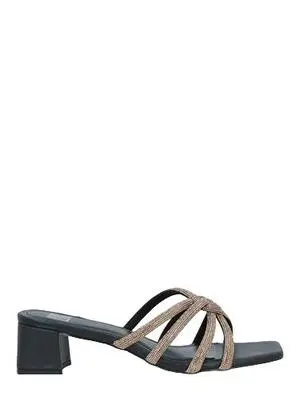 BIBI LOU Sandals In Soft Leather With Rhinestones - Black