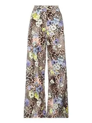 LIU •JO Floral Leopard Print Wide Leg Pants
