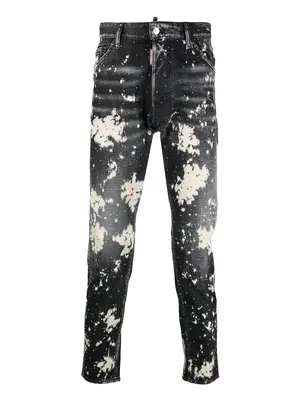 Dsquared2 Paint Splatter Print Skinny Jeans - Black