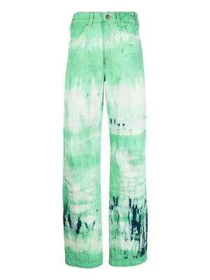 DARKPARK Tie-dye Wide-leg Jeans - Green