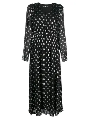 Karl Lagerfeld Metallic Monogram-print Maxi Dress - Black