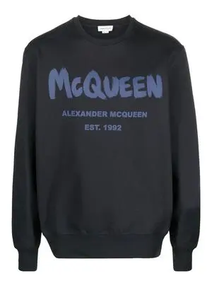Alexander McQueen Graffiti Logo-print Sweatshirt - Blue
