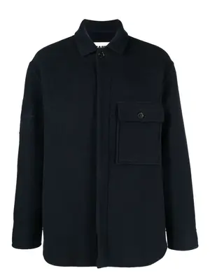 JIL SANDER Logo-embroidered Shirt Jacket - Blue