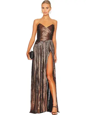 Retrofete Waldorf Metallic Dress - Coffee Bean