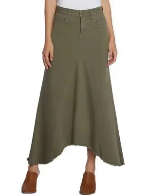 WASH LAB DENIM Selma Pieced Asymmetric Maxi Skirt - Dusty Green