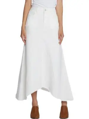 WASH LAB DENIM Selma Pieced Asymmetric Maxi Skirt - Stone White