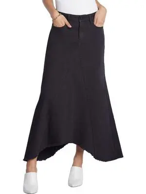 WASH LAB DENIM Selma Pieced Asymmetric Maxi Skirt - True Black