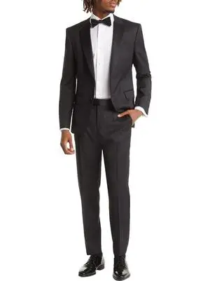 BOSS Huge Slim Fit Wool Tuxedo - Black