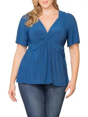 KIYONNA Abby Twist Front Top - Aegean Blue