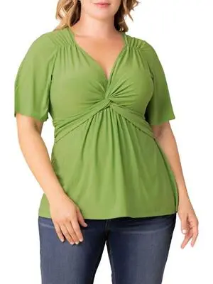 KIYONNA Abby Twist Front Top - Green Apple