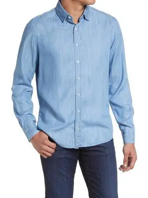 Stone Rose Tencel® Denim Button-up Shirt - Denim Blue
