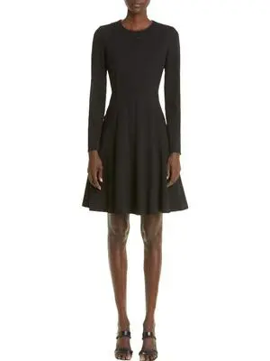 Akris Elements Long Sleeve Jersey Fit & Flare Dress - Black