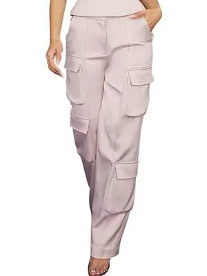 House Of Cb Daria Cargo Satin Trousers - Crystal