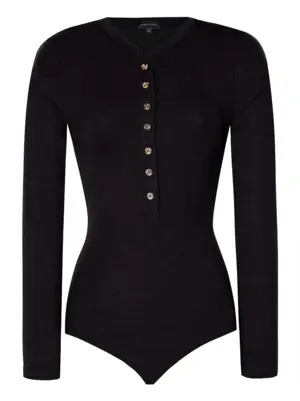 SHOP AMBITIONIST Shop Ambitionist Ribbed Henley Bodysuit