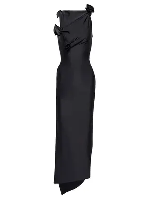 Coperni Asymmetrical Flower-detail Midi Dress - Black