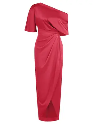 Theia Rayna One-shoulder Gown Ruby