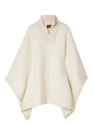 Loro Piana Britney Cashmere And Silk-blend Turtleneck Poncho - White