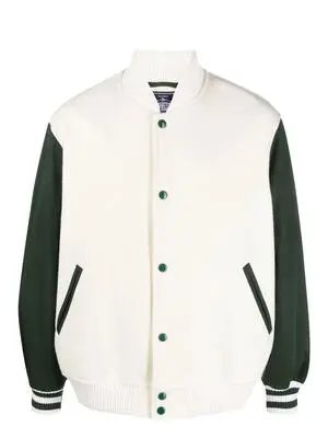 J.PRESS Colour-block Wool Blend Sport Jacket - White
