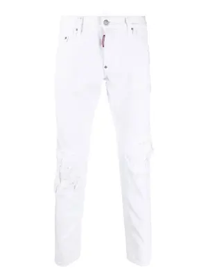 Dsquared2 Ripped Tapered Jeans - White