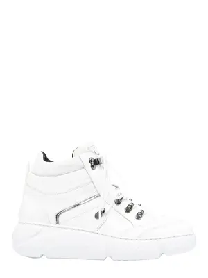 Casadei Lace-up Leather Ankle Boots - White