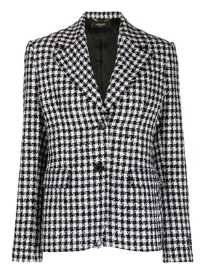 Versace Dogtooth Tweed Blazer - Black