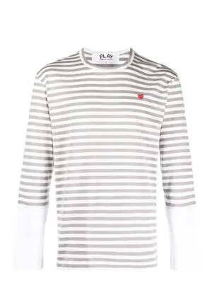 Play Comme Des Garcon Striped Long-sleeved T-shirt - Grey
