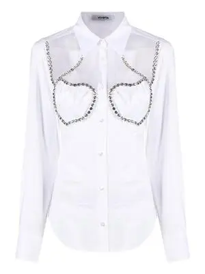 Vivetta Crystal-embellished Panelled Shirt - White