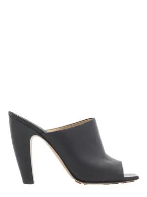 Bottega Veneta Lagoon Leather Mule Sandals - Black