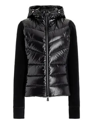 Moncler Down And Fleece Zip-front Hoodie - Black