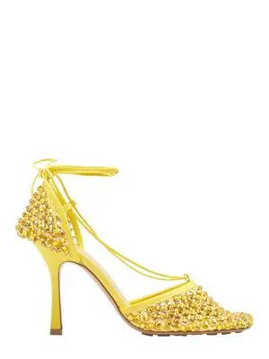 Bottega Veneta Stretch Crystal Embellished Sandals Yellow