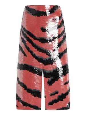 Bottega Veneta Sequin Tiger-printed Midi Skirt - Print