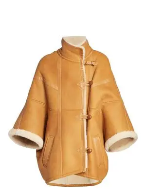 Saint Laurent Cape In Shearling - Bourbon Ecru