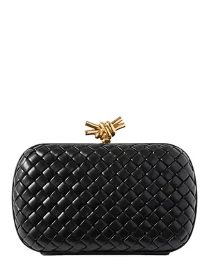Bottega Veneta Knot Padded Intrecciato Leather Clutch - Black
