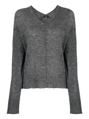 Goen.j V-neck Knitted Sweater - Grey