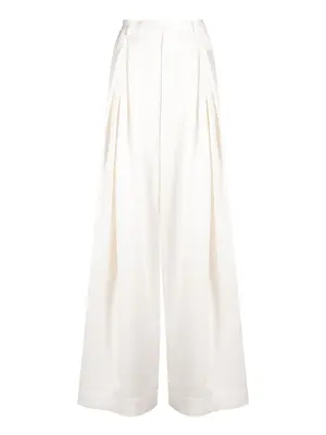 Goen.j Pleated Wide Leg Trousers - White