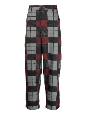 4SDESIGNS Check-print Cropped Trousers - Grey